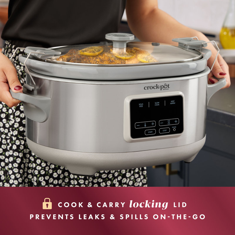 Crock-Pot 7 Qt. Cook & Carry Programmable Slow Cooker with Sous Vide, Stainless Steel & Reviews ...